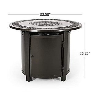 Christopher Knight Home Richard Outdoor Round Aluminum Fire Pit, Hammered Bronze