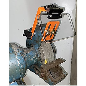 ATS Machine Safety Solutions Large Universal Bench Grinder Eye Shields and Eye Shield Mounting Assembly for 7-inch and Larger Power Bench Grinders, Sold as PAIR, Orange (UGS-2)