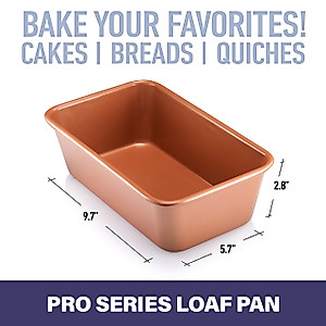 Gotham Steel Bakeware Loaf Pan – Nonstick Loaf Pan, XL 9.7” x 5.75” x 2.8” Full Size Loaf Pan Even Heat g, Metal U& Non-Warp Technology with Ultra Nonstick Ceramic Coatintensil & Dishwasher Safe