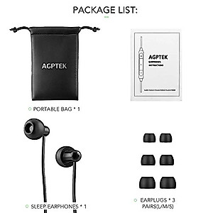 AGPTEK Sleep Earbuds, in-Ear Earphones for Sleeping with 3 Sizes Ultra-Light Soft Silicone, Noise Isolating Headphone Perfect for Sleeping, Insomnia, Side Sleeper, Air Travel, Meditation & Relaxation