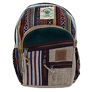 KayJayStyles Small Lightweight Daypack Backpack Handmade Himalayan Hemp Travel, Hiking, Purse for Men, Women (DayPack5)