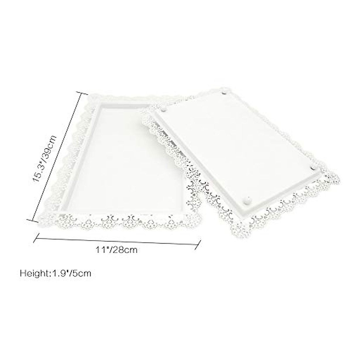 2 Pcs Rectangle Iron Cupcake Plate Dessert Serving Tray Fruit Platter for Brithday Party Wedding Tea Party Baby Shower