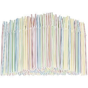 Flexible Plastic Straws Colored BPA-Free Disposable Bendy Straw 8" Long (200 Pack, Colorful)