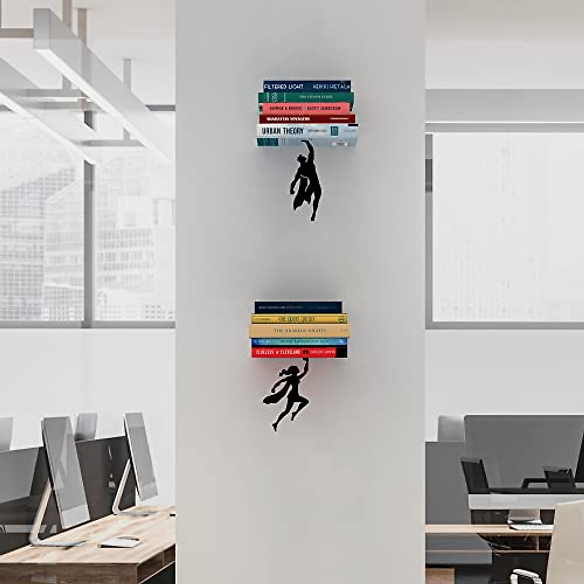 Artori Design Floating Bookshelf for Kids, Invisible Metal Book Shelf, Wall Decore Book Lovers Bookshelf (Wondershelf+Supershelf)