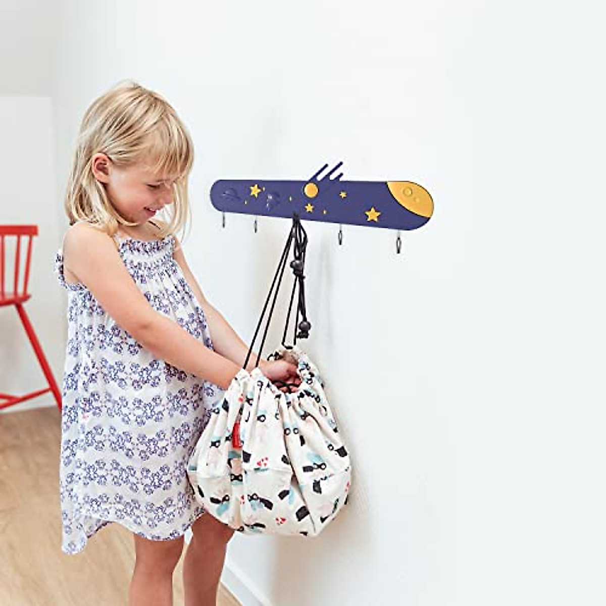 Kids Coat Rack Wall Mounted - Self Adhesive Small Hooks for Boys and Girls - Decorative Children Plastic Storage Hanger for Hanging Clothes, Towels, Keys, Scarf, Small Bags
