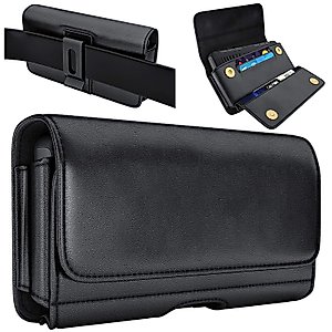 DeBin Holster for iPhone 15 Pro Max Plus, 14 Pro Max 13 Pro max 12 Pro Max 11 Pro Max, Xs Max, 8 Plus, 7 Plus Cell Phone Belt Holder Case with Clip ID Card Pouch Cover (Fits Phone with Case on) Large
