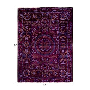 Solo Rugs Fine Vibrance, One-of-a-Kind Hand-Knotted Area Rug - Red, 9' 1" x 12' 0"