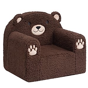 ALIMORDEN Toddler Couch Ultra-Soft Snuggle Chair, Comfy Sherpa Foam Filled Lovely Bear Sofa, Kids Cozy Corner Play Couch for Boys and Girls, Chocolate