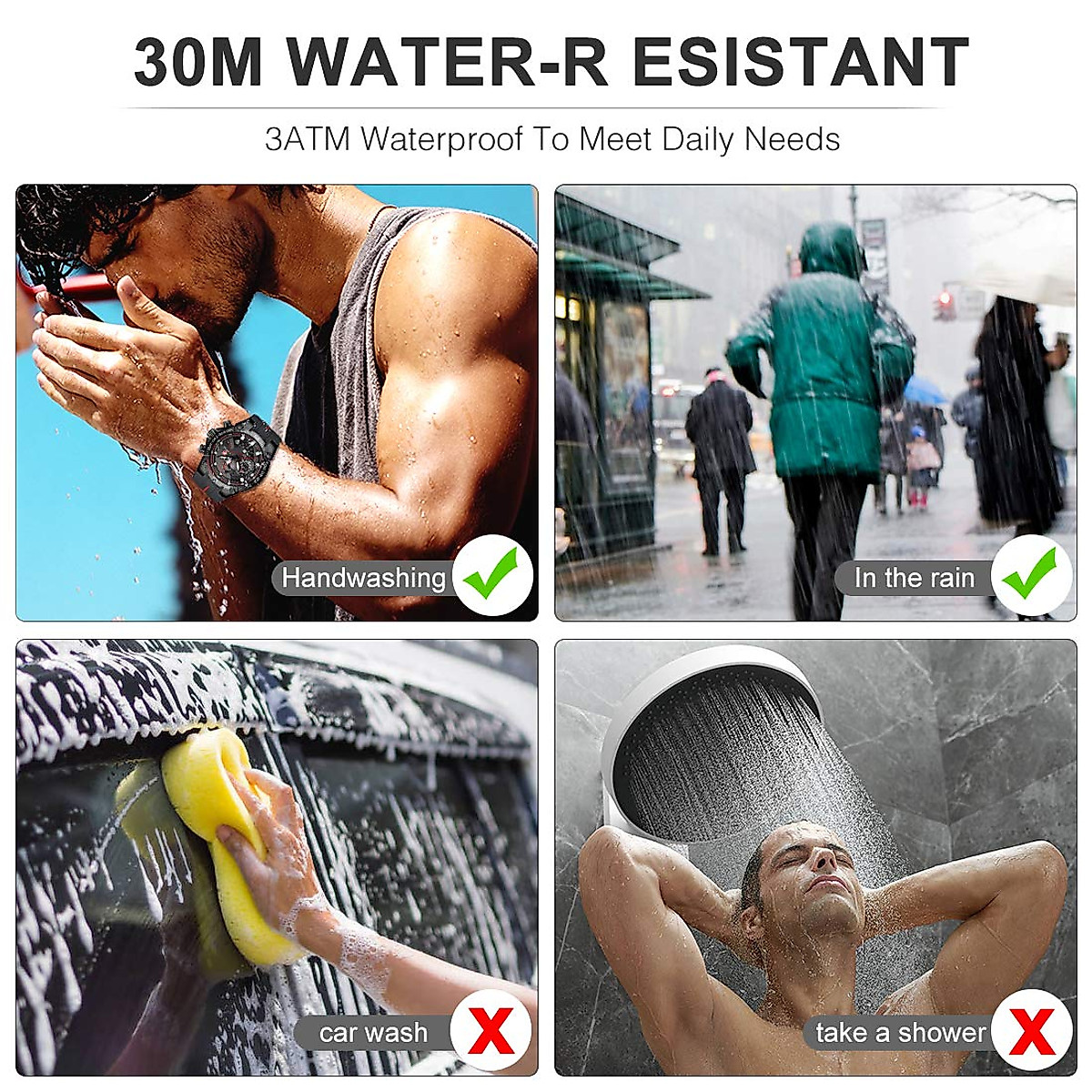 CHEETAH Mens Chronograph Watch Outdoor Waterproof Military Tactical Style Black Red Quartz Sports Watches for Men with Rubber Strap