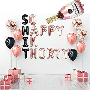 30th Birthday Ballloons, So Happy Im Thirty Balloons Black and Rose Gold, Funny 30th Birthday Balloons, 30th Birthday Banner, 30th Birthday Decorations, 30th Birthday Gift Ideas