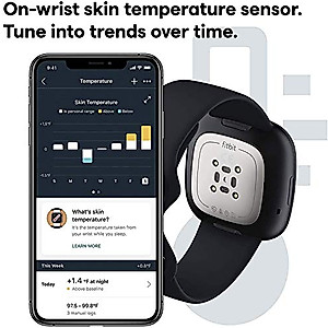 Fitbit Sense Advanced Smartwatch with Tools for Heart Health, Stress Management & Skin Temperature Trends, Carbon/Graphite, One Size (S & L Bands Included) (Renewed)