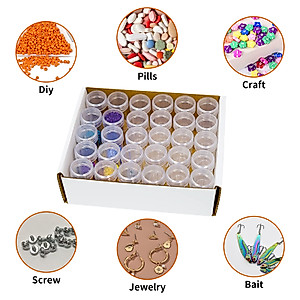 ZORETCO 30PCS Embroidery Diamond Painting Storage Containers Bead Organizer Jars with Lids for DIY Diamond Crafts Nail Art Glitter Seeds（Diamonds not Included）