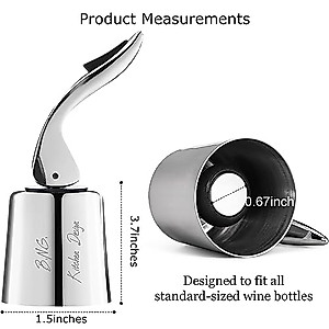 Wine Stoppers for Wine Bottles with Stainless Steel Vacuum Wine Bottle Stopper with Silicone Reusable Wine Corks, Leak proof Keep Fresh Suitable for Red&White Bottle (2 PACK)