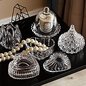 RockTrend Heart-Shaped Glass Storage Box Embossed Jewelry Box with Lid