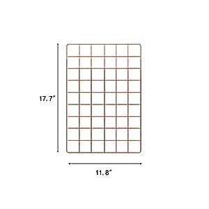 FRIADE Wall Grid Panel for Photo Display,Wall Storage Organizer ,5 Metal Clips & 3 S Hooks & 4 Nails & 4 Plastic Hanging Buckles and 4 Screws Offered,Size 17.5" x 11.8",2 Pack(Rose Gold)