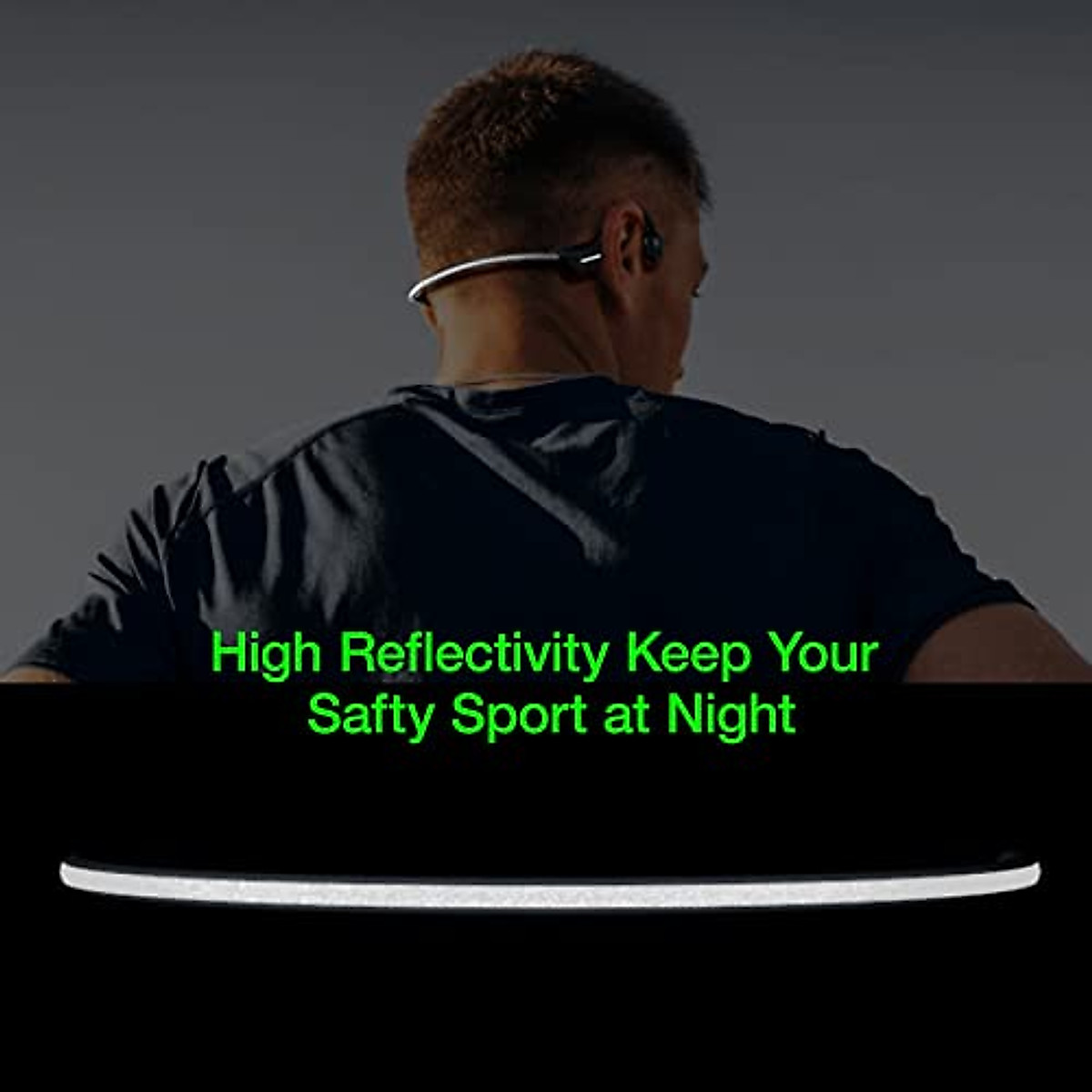 Bone Conduction Headphone/Earbuds Bluetooth, Open Ear Wireless Sports IP56 Waterproof Earphone/Headset with Mic&Reflective Strips Behind the head for Workouts Driving Jogging and Audiobooks (Black)