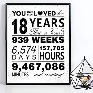 WATINC You Have Been Loved for 18 Years Poster, 11" x 14" Unframed Art Prints for 18th Birthday Decorations Party Supplies, 18th Anniversary Birthday Gifts for 18 Years Old Boys Girls Men Women