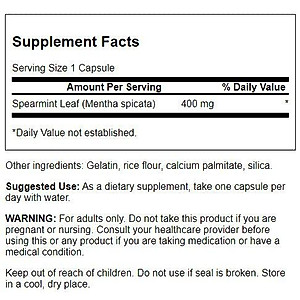 Swanson Spearmint Leaf (Mentha Spicata)-Full Spectrum Herbal Supplement Supporting Digestive Health '&' Mild Stomach Issues - (60 Capsules, 400mg Each) 2 Pack