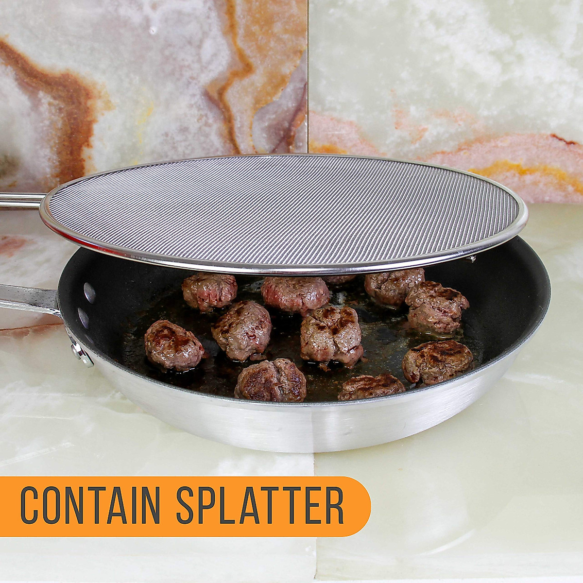 U.S. Kitchen Supply 13" Stainless Steel Fine Mesh Splatter Screen with Resting Feet