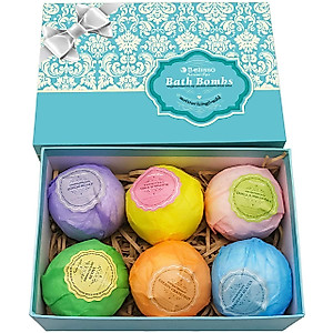 Bath Bombs Ultra Lux Gift Set - 6 XXL Fizzies with Natural Dead Sea Salt Cocoa and Shea Essential Oils - Best Gift Idea for Birthday, Mom, Girl, Him, Kids - Add to Bath Basket