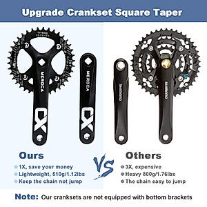 PETCHOR Square Taper Crankset MTB, Mountain Bike Single Speed Crankset, Bicycle Crank Arm Set 170mm 104BCD, 34T Chainring & Bolts