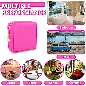 UIXIZQ Waterproof Mini Makeup Bag Pouch for Purse,Small Cosmetic Travel Bag Pouch Nylon Toiletry Organizers Bag for Women Girls,Cute Mini Zipper Pouch Preppy Coin Purse for Work(Mini-Hot Pink)
