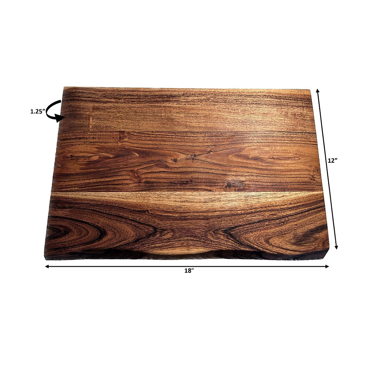 Mountain Woods Large Brown Hand Crafted Live Edge Cutting Board | Serving Tray made Solid Acacia HardWood | Charcuterie Board | Chopping Board for Vegetables, Fruits and Meat | Cheese Board - 18"