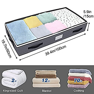 Isbasa 3pcs Under Bed Storage Bags, 39.4 x 19.7 x 5.9 Inches Large Storage Containers Organizers with Clear Windows and Reinforced Handles for Clothes, Blankets, Comforters, Pillows, Foldable, Grey