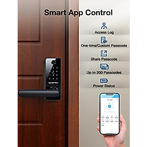 Wi-Fi Smart Lock, Fingerprint Keyless Entry Door Lock with Handle, Smart Lock for Front Door Anti-Peeping, Electronic Digital Keypad Door Lock Works with Alexa, Remotely Control (G2 Gateway Included)
