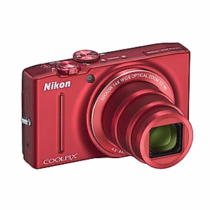 Nikon COOLPIX S8200 16.1 MP CMOS Digital Camera with 14x Optical Zoom NIKKOR ED Glass Lens and Full HD 1080p Video (Red)