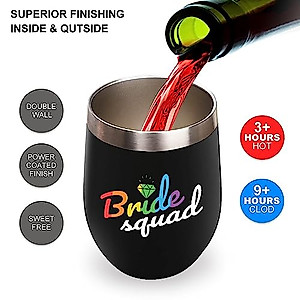 Mighun LGBT Pride Gay Lesbian Wine Tumbler with Lid Bride Squad Rainbow Lgbtq Vacuum Coffee Tumbler Stainless Steel Coffee Cup for Cold & Hot Drinks Wine Coffee Cocktails Beer 12 Oz