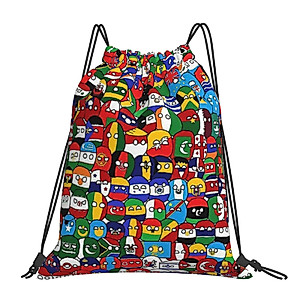 Woidxzxza Countryball Drawstring Backpack Unisex Lightweight Sport Sackpack Gym Bags Storage Cinch Bag