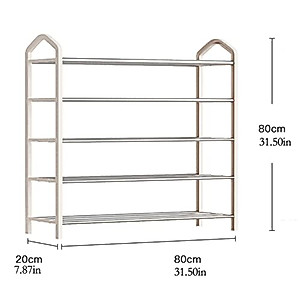 Shoe Rack Shoe Shelf Stackable Shoe Rack 5-Tier Shoe Rack, Shoe Shelf Storage Organizer for Entryway Living Room Hallway, Large Capacity, Bedroom Shoe Organizer, Beige Shoe Bench Stackable Shoes Rack