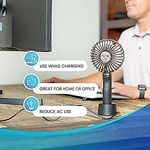 Modern Comfort AirX Portable Personal Fan | Multi-Use Clip & Stand for Home, Gym, Outdoors, Office, Desk, Peloton... | 5-speeds (vs 3)| Long Lasting Charge |Ergonomic Handle |Reduce AC use | 1 Yr Warr