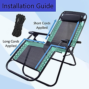 Zero Gravity Chair Cord Replacement, 4 Pack, Elastic Cord for antigravity Chair, Patio Recliner Chair, Lawn Bungee Chair, Beach Chair, Lounge Chair, Outdoor String Chair, Nylon Stretch String Cord