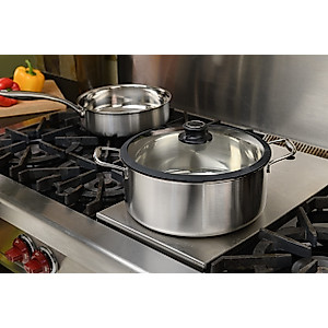 Black Cube Stainless Steel 7.5 QT Stockpot With Lid, 3 Ply Professional Grade Steel 11-inch Pot, Sliver, Dishwasher Safe.