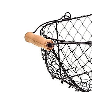 10" Oval Wire Basket with Wooden Handles - Vintage Style - By Trademark Innovations