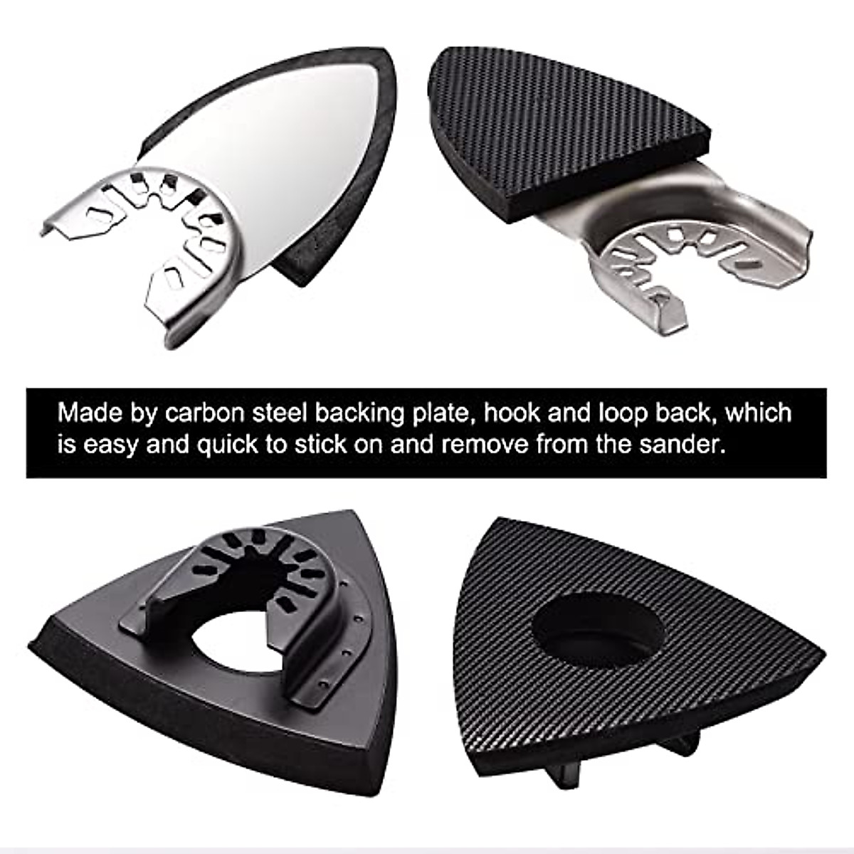 105PCS Oscillating Tool Detail Sanding Pads Kit, 3Pcs Triangle and 2Pcs Finger Sanding Pad, 100Pcs Multitool Sandpaper, Grit Fit for Finishing Wood Sanding Plaster