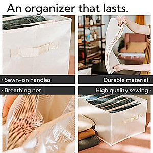 NEATR Clothes Organizer for Folded Clothes, 2 Pieces, Upgraded Wardrobe Clothing, Foldable Pants Closet, Clothing & Storage Jeans, t-shirt, Beige