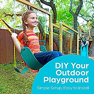 Jungle Gym Kingdom Swing Sets for Backyard, Monkey Bars & Swingset Accessories - Set Includes 18" Trapeze Swing Bar & 48" Heavy Duty Chain with Locking Carabiners - Outdoor Play Equipment (Green)