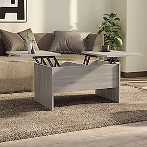 QJBSAVVA Coffee Table Gray Sonoma 31.5"x19.7"x16.7" Engineered Wood,Living Room Furniture Side Tables Narrow Bedside Tables Suitable for Meeting Rooms, Reception Rooms, Offices