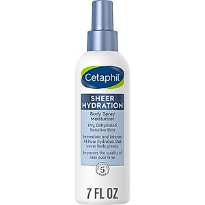 Cetaphil Sheer Hydration Fragrance Free Body Moisturizer Spray, 7 Fl oz, 48Hr Sensitive Skin Spray Body Lotion for Dry Skin, With Hyaluronic Acid, Vitamin E & Vitamin B5