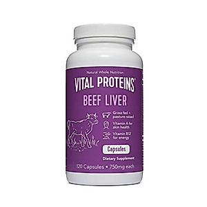 Vital Proteins Grass-Fed Desiccated Beef Liver Pills - (120 Capsules, 750mg Each)