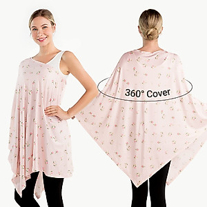 Nursing Cover for Breastfeeding, Momcozy Carseat Canopy Privacy Breastfeeding Cover Nursing Poncho, Baby Car Seat Cover Ultra Soft Floral Scarf, Stroller Cover for Baby and Mom, Pink