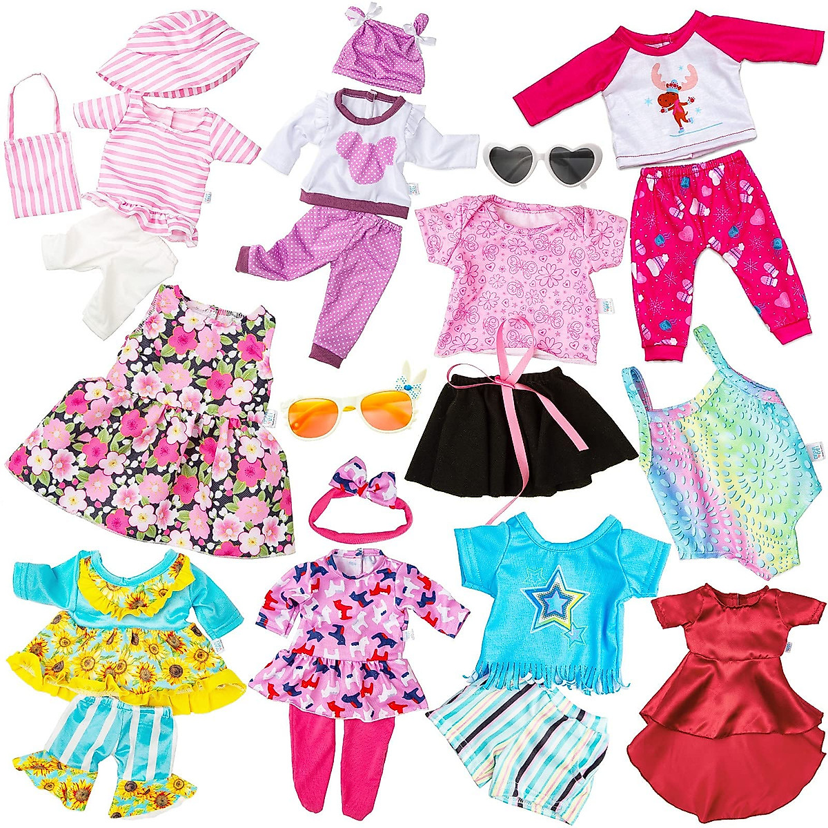 BDDOLL 23 Pcs 18 Inch Girl Doll Clothes and Accessories for 18 Inch Doll Dress with Our Generation Dolls Including 10 Complete Sets of Clothing Outfits