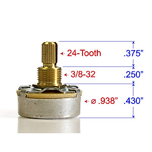 CTS Pot, 500k Audio, Split Shaft (10 Pack)