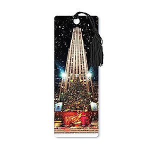 Dimension 9 3D Lenticular Bookmark with Tassel, Rockefeller Center Christmas Tree, Winter in New York City Series (LBM082)