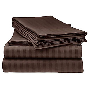 Cotton Home Depot Twin Collection Bed Sheet Set 22 Inch Deep Pocket 4-Piece Bedding Set - Wrinkle, Stain, Fade Resistant - Chocolate Brown