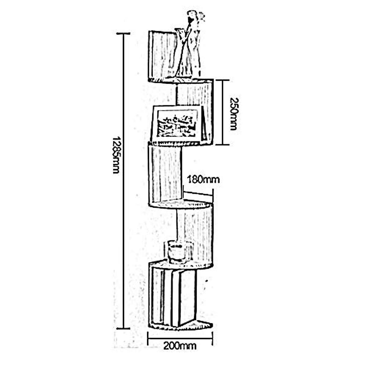 PIBM Stylish Simplicity Shelf Wall Mounted Floating Rack Shelves Corner Solid Wood Books Collection 3 Layers/ 5 Layers,8 Colors Avaliable, Walnut , 5 Layers