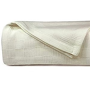 Maura All Season Bamboo Cotton Decorative Thermal Bed Blankets, Classic Basket Wave Breathable, Super Soft, Cozy Blanket and Perfect for Layering Any Bed. King Large Size 108”x 90”